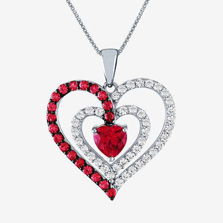 Click here for Womens Lab Created Red Ruby Sterling Silver Heart... prices