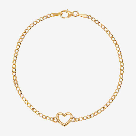 Click here for Womens 14K Gold Hollow Heart Link Bracelet  One Si... prices