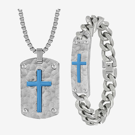 Click here for Mens Stainless Steel Cross 2-pc. Jewelry Set  One... prices
