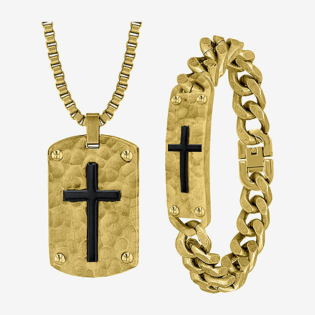 Click here for Mens Stainless Steel Cross 2-pc. Jewelry Set  One... prices