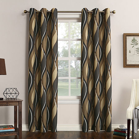 Intersect Ogee Print Semi-Sheer Grommet Curtain Panel - Charcoal