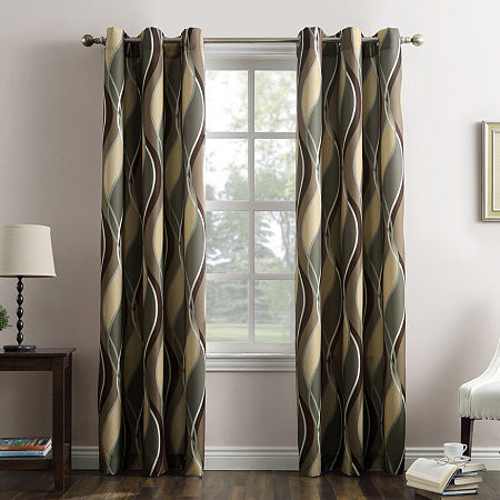 Intersect Ogee Print Semi-Sheer Grommet Curtain Panel - Spruce