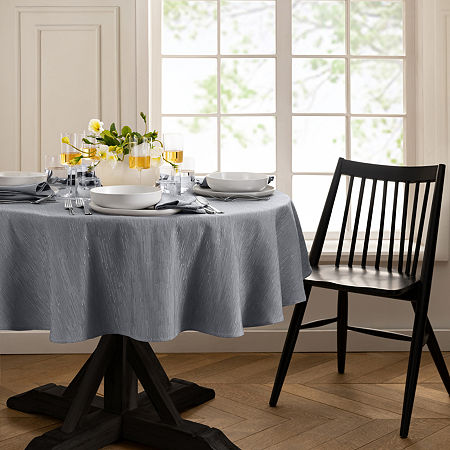 Continental Solid Texture Water and Stain Resistant Tablecloth  70 Round - Gray