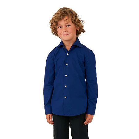 OppoSuits Toddler and Little Boys Long Sleeve Button Up Dress Shirt - Navy