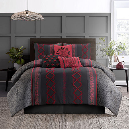 Stratford Park Anthony 7-Pc. Comforter Set  California King - Black Red