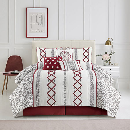 Stratford Park Anthony 7-Pc. Comforter Set  California King - White Red