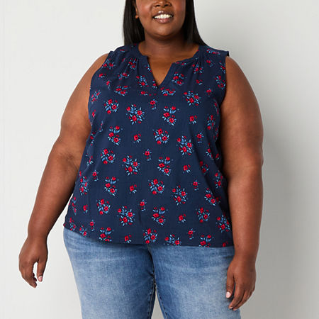 Click here for St. Johns Bay Womens Plus Split Crew Neck Sleevele... prices