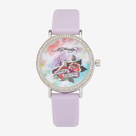 Ed Hardy Womens Quartz Light Purple Silicone Strap Watch 38mm - Purple