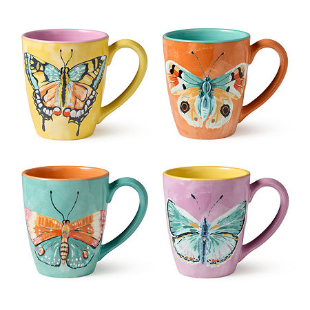 Certified International Butterflies Mugs  Set of 4 - Miscellaneous