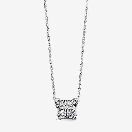 Click here for Diamond-Accent 10K White Gold Square Necklace  One... prices