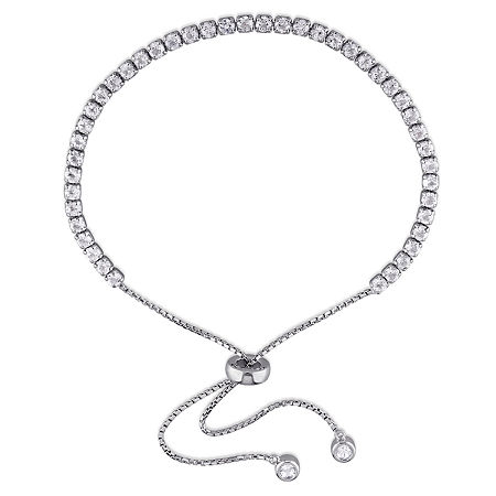 Click here for Womens Genuine White Topaz Sterling Silver Bolo Br... prices