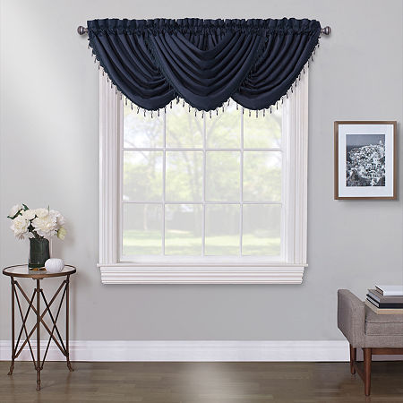 Click here for Max Blackout Mystique Rod Pocket Waterfall Valance... prices