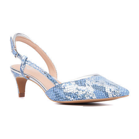 Click here for Womens Karla Kitten Heel Sandals - Blue combo prices