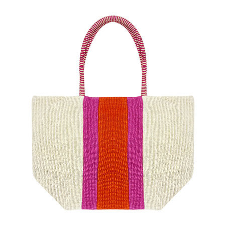 Click here for Mixit Color Block Jute Tote Bag  One Size  Pink prices