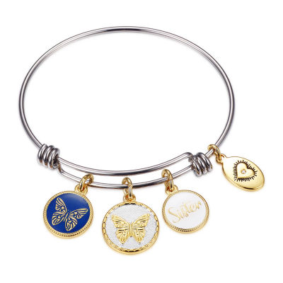 Footnotes Sister Stainless Steel 8 1/4 Inch Solid Butterfly Bangle ...