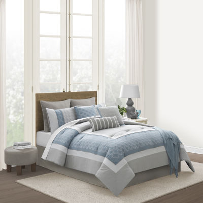Eden & Oak Cleo 10-pc. Embroidered Comforter Set, Color: Gray - JCPenney