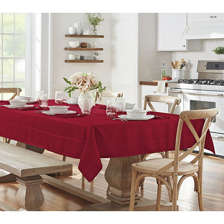 Elrene Elegance Plaid 60 X 144 Oblong Tablecloth - Poinsettia Red