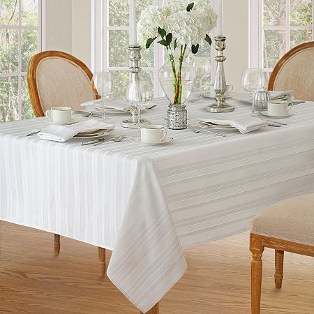 Click here for Elrene Denley Stripe Tablecloth  60 x 120 - White prices
