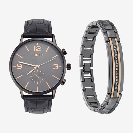 Click here for Jones New York Mens Analog Black Croc Leather Stra... prices