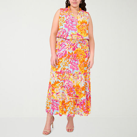 Click here for MSK Womens Sleeveless Floral Plus Maxi Dress  3x... prices