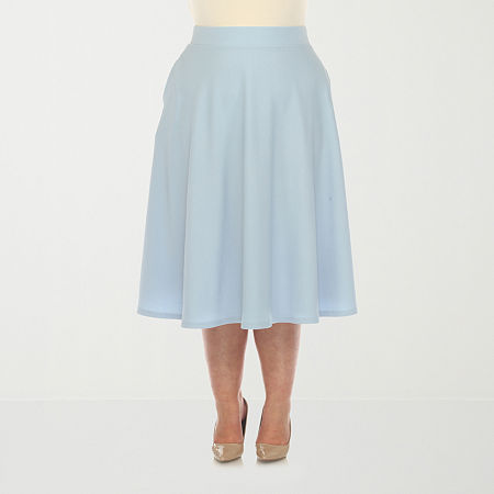 Click here for Plus Size White Mark Flared Midi Skirt with Pocket... prices
