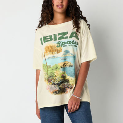 Juniors Ibiza Spain Oversized Tee Womens Crew Neck Short Sleeve Graphic ...