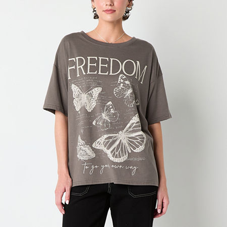 Click here for Cosmic Butterfly Oversized Tee Womens Crew Neck Sh... prices