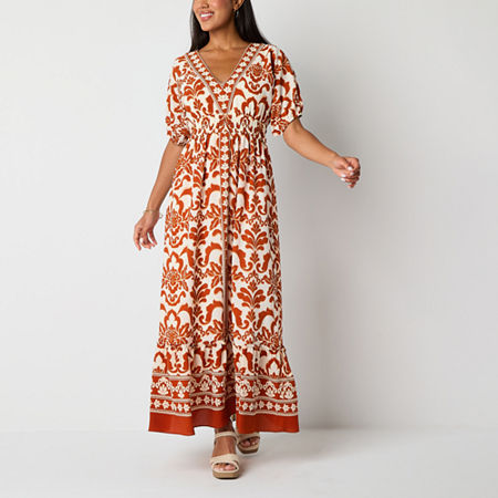 Click here for Melonie T Womens Short Sleeve Bordered Maxi Dress... prices