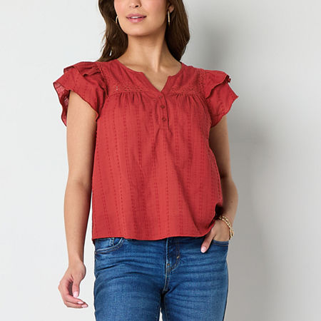 Click here for Frye and Co. Womens V Neck Short Sleeve Blouse  La... prices