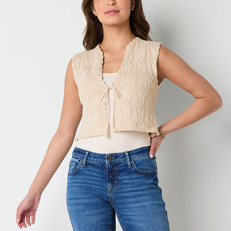 Click here for Frye and Co. Pointelle Womens V Neck Sleeveless Ve... prices