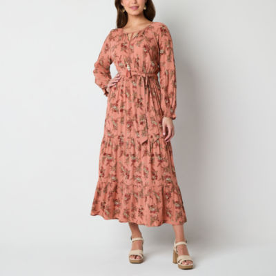 Frye and Co. Womens Long Sleeve Floral Maxi Dress, Color: Rose Dawn ...