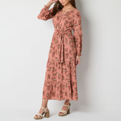 Frye and Co. Womens Long Sleeve Floral Maxi Dress, Color: Rose Dawn ...