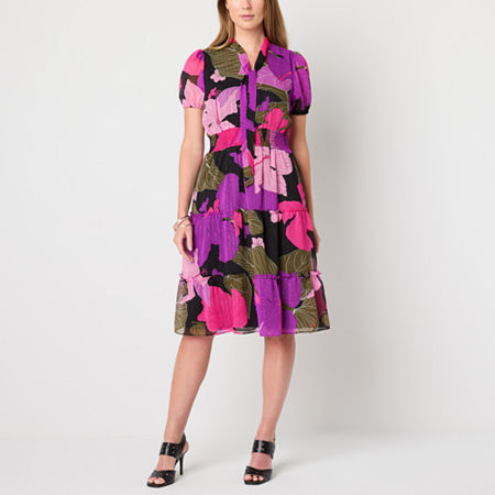 Click here for Liz Claiborne Womens Short Sleeve Midi A-Line Dres... prices