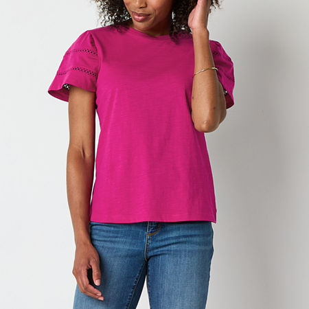 Click here for St. Johns Bay Womens Round Neck Short Sleeve Blous... prices