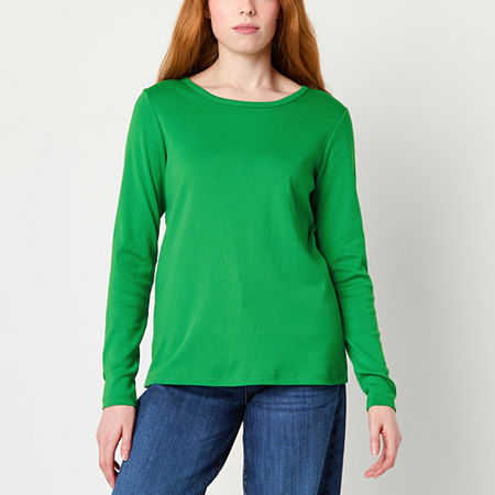 Click here for St. Johns Bay Womens Crew Neck Long Sleeve T-Shirt... prices