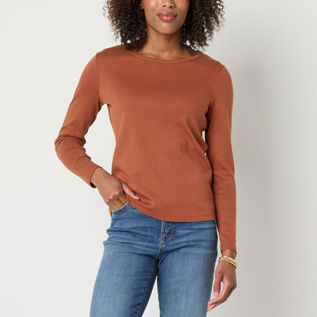 Click here for St. Johns Bay Womens Crew Neck Long Sleeve T-Shirt... prices