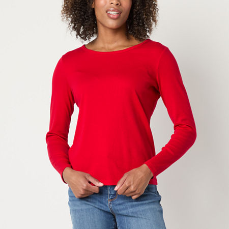 Click here for St. Johns Bay Womens Crew Neck Long Sleeve T-Shirt... prices