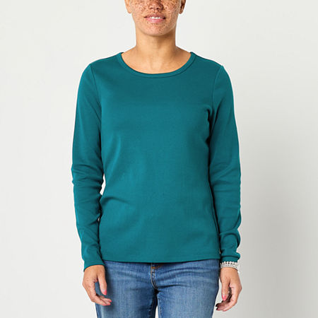 Click here for St. Johns Bay Womens Crew Neck Long Sleeve T-Shirt... prices