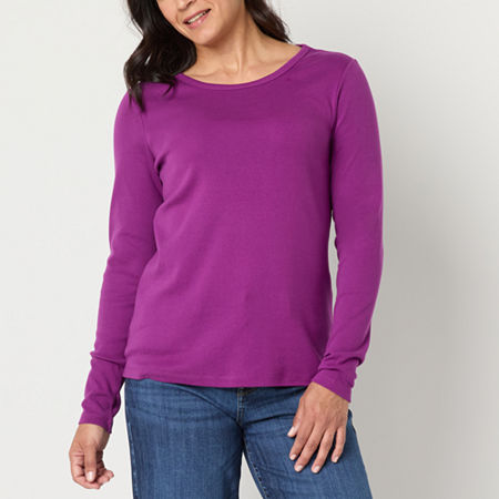 Click here for St. Johns Bay Womens Crew Neck Long Sleeve T-Shirt... prices