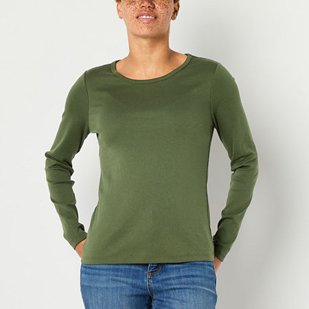 Click here for St. Johns Bay Womens Crew Neck Long Sleeve T-Shirt... prices
