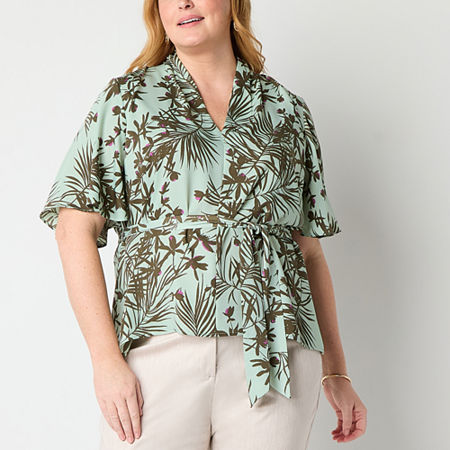 Click here for Liz Claiborne Womens V Neck Short Sleeve Satin Plu... prices
