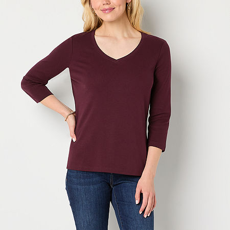 Click here for St. Johns Bay Womens V Neck 3/4 Sleeve Tall T-Shir... prices
