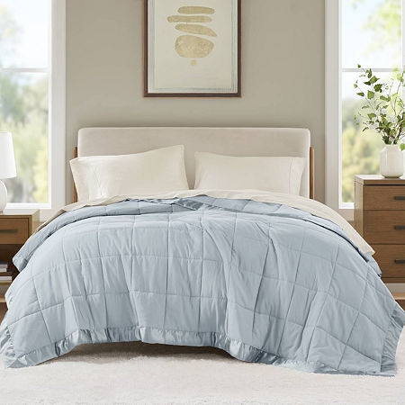 Madison Park Windom Lightweight Down Alternative Satin Trim Blanket  King - Blue