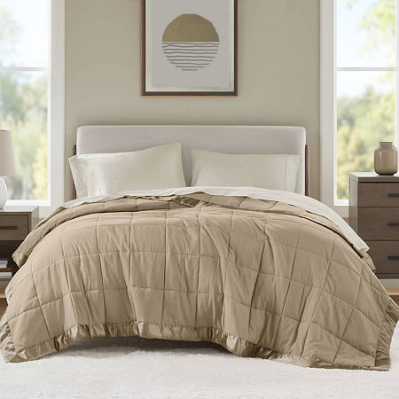 Madison Park Windom Lightweight Down Alternative Satin Trim Blanket  Full/Queen - Brown