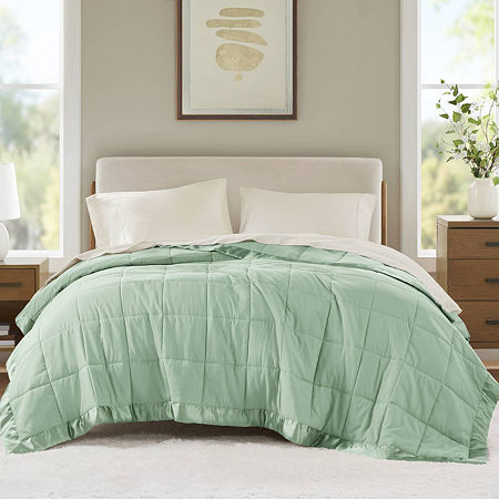 Madison Park Windom Lightweight Down Alternative Satin Trim Blanket  Full/Queen - Seafoam