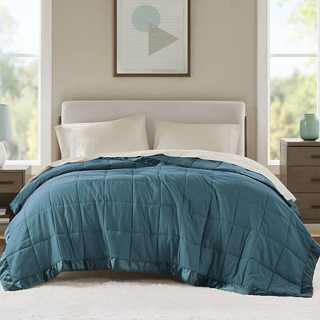 Madison Park Windom Lightweight Down Alternative Satin Trim Blanket  Full/Queen - Teal