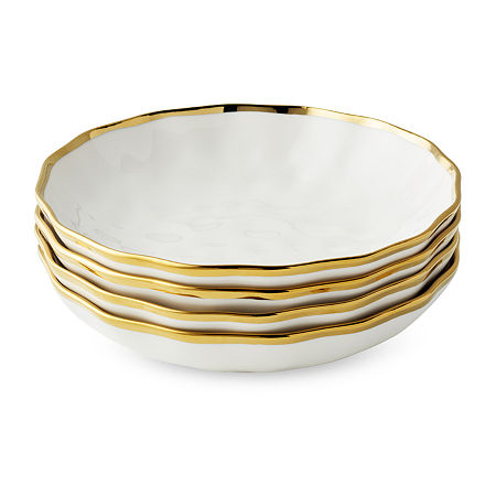 Certified International Regency Soup Bowls  Set of 4 - White And Gold