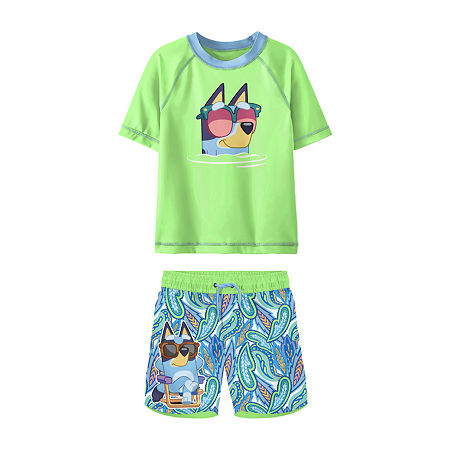 Click here for Toddler Boys Uv Protection Bluey 2-pc. Rash Guard... prices
