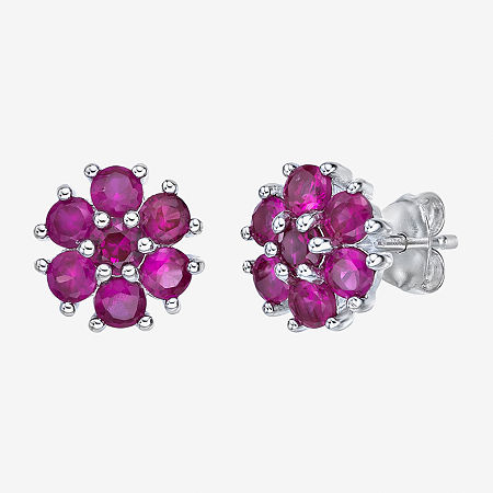 Click here for Lab Created Red Ruby Sterling Silver 9mm Flower St... prices
