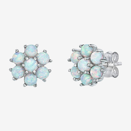 Click here for Lab Created White Opal Sterling Silver 9mm Flower... prices
